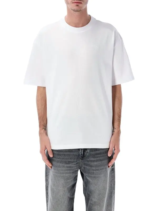 DIESEL® Oversized Cotton T-shirt With Embroidered Logo - White