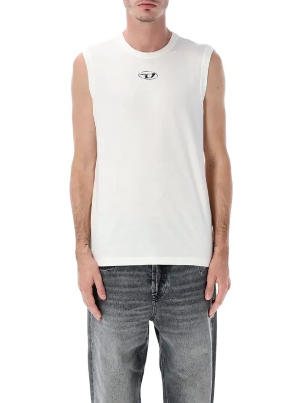 DIESEL® T-bisco-od Sleeveless T-shirt With Metal-look Oval D Logo - White