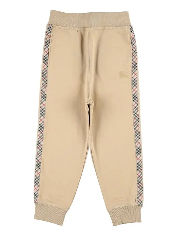 Burberry Cotton Joggers With Check Taping - Sand
