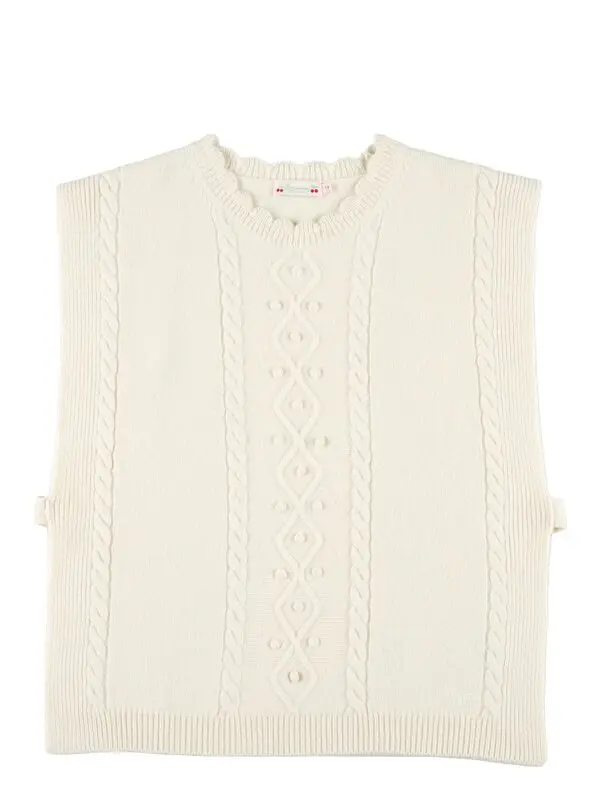 Bonpoint Sleeveless Cable Knit Poncho - Off-white