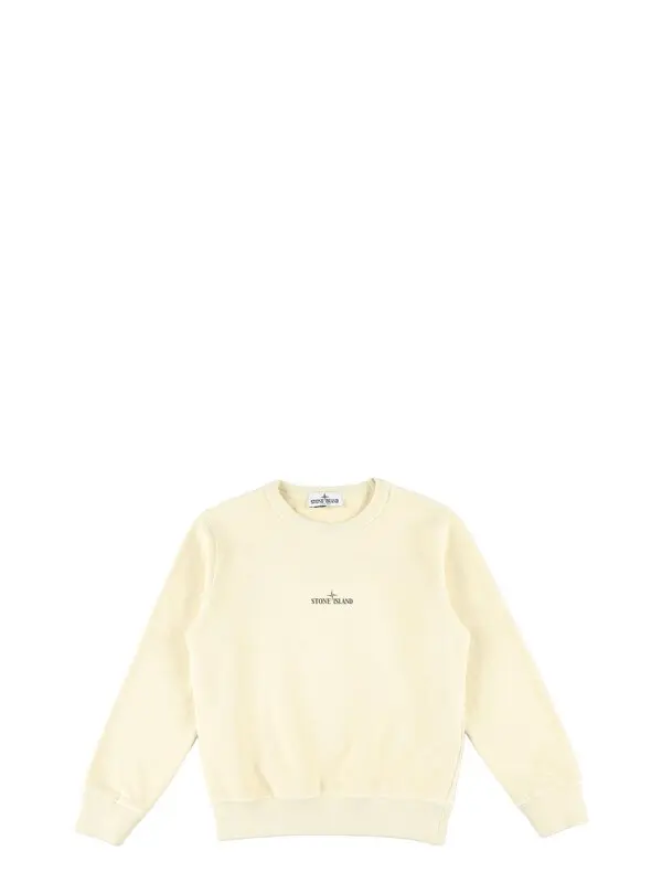 Stone Island Cotton Sweatshirt With Logo Print - White