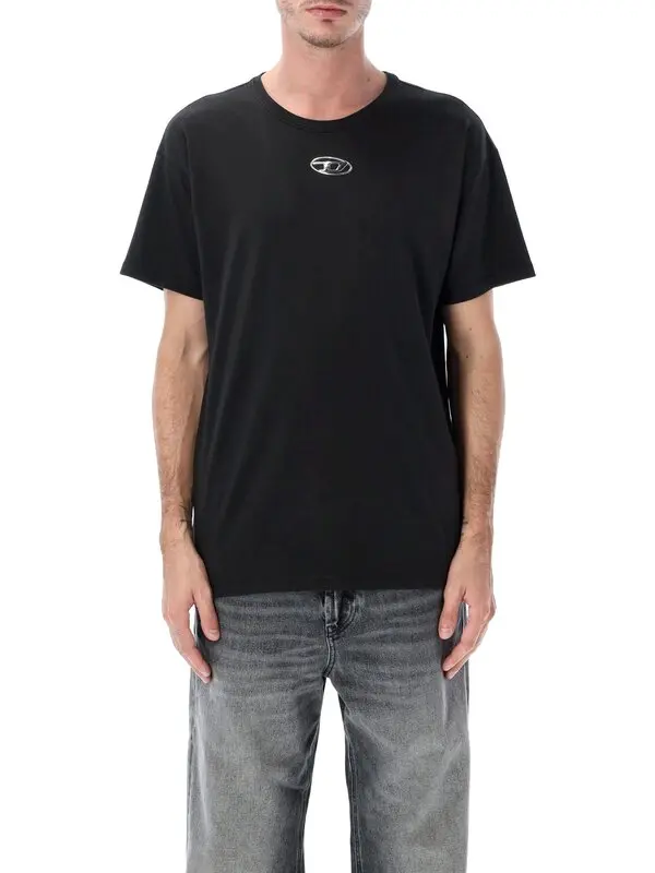 DIESEL® T-norm-iod Organic Cotton T-shirt With Oval D Logo - Black