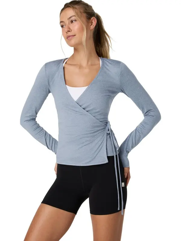 Vuori Long Sleeve Halo Wrap Top - Coastal Fog Heather