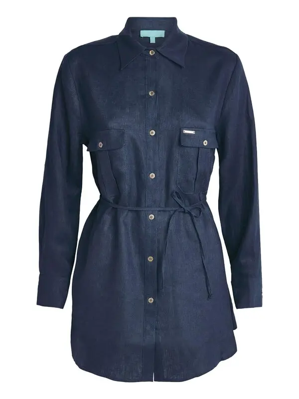 Melissa Odabash Linen Ariel Shirt - Navy