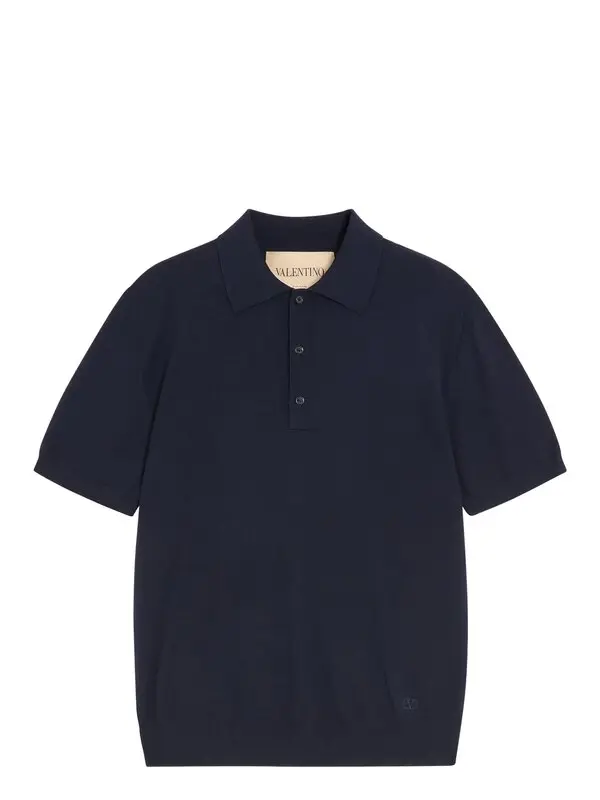 Valentino Garavani Virgin Wool Vlogo Signature Polo Shirt - Blue