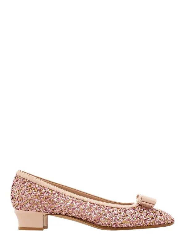 FERRAGAMO Macramé Vara Bow Pumps - Pink