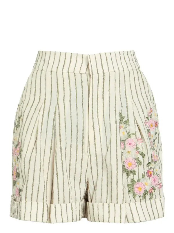 Agua Bendita Embroidered Cotton-blend Shorts - Multicoloured