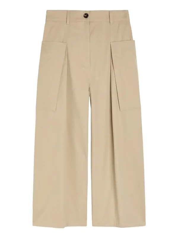 Loewe Cropped Cotton And Silk-blend Trousers - Beige