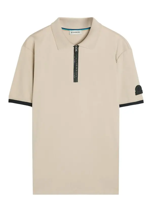 SANDBANKS Logo Jersey Polo Shirt - Beige
