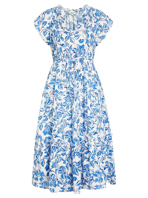 Rails Floral Print Linen-blend Midi Dress - Blue