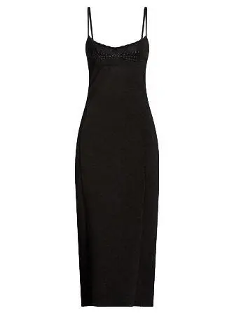 Jacquemus Midi Dress In Ribbed Metallic Jersey - Black