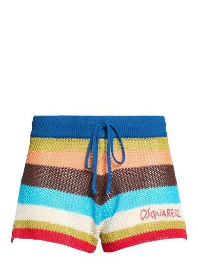 Dsquared2 Multicolor Embroidered Logo Knit Hot Pants - Brown