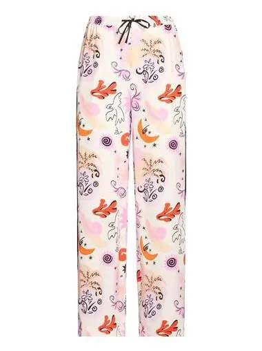 Maje Multicolor Silk Pajama Pants - White