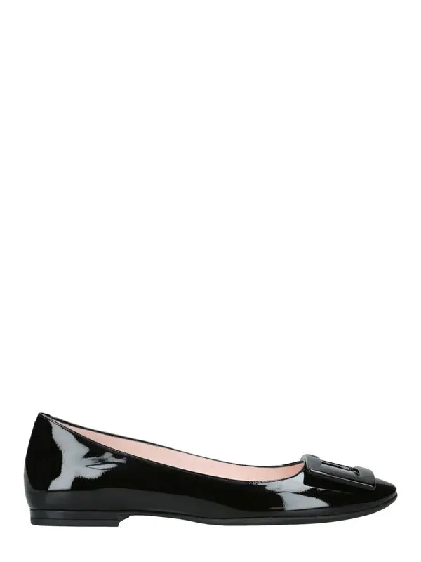 ROGER VIVIER Patent Leather U Look Ballet Flats With Lacquered Buckle - Black