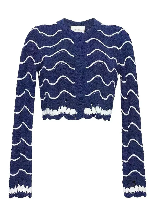Cara Cara Louise Wave-knit Cardigan - Blue