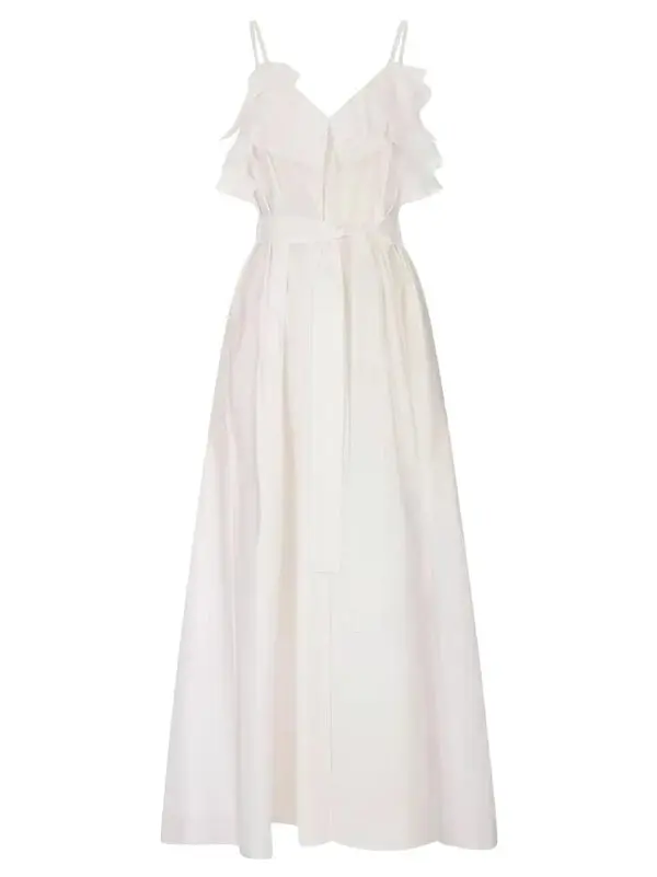 PARAH Ruffled Belted Maxi Dress - White