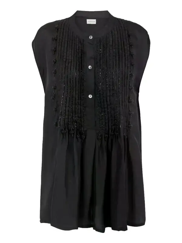 PARAH Embellished Band Collar Shirt - Black