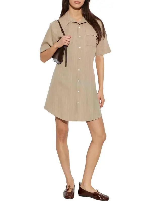AMI Paris Pinstripe Wool Dress - Neutrals