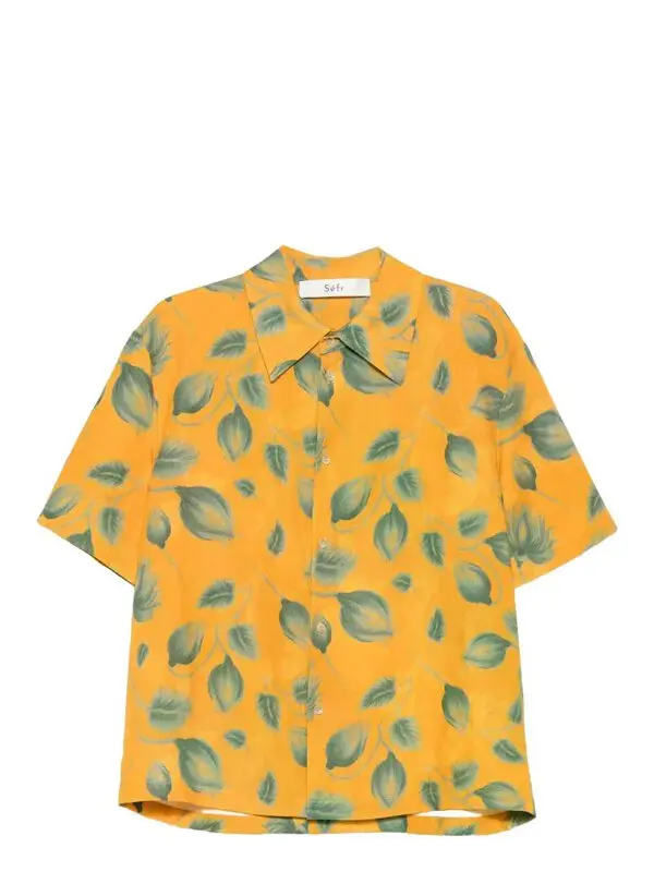 Séfr Dayot Leaf-print Shirt - Orange