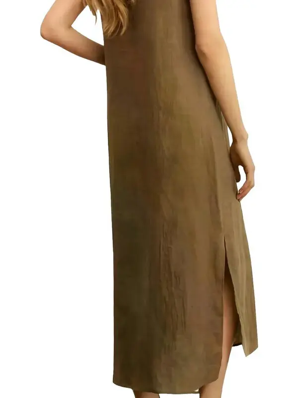 EMME Sleeveless Side-slit Maxi Dress - Brown