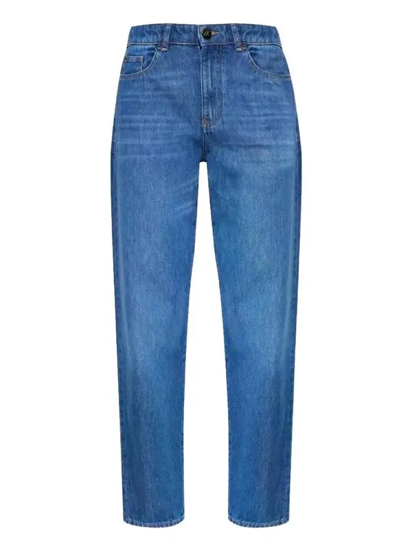 Emporio Armani Logo Plaque Straight Leg Jeans - Blue