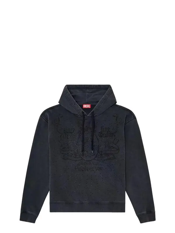 DIESEL® S-norm Rhinestone Embellished Acid-wash Hoodie - Grey