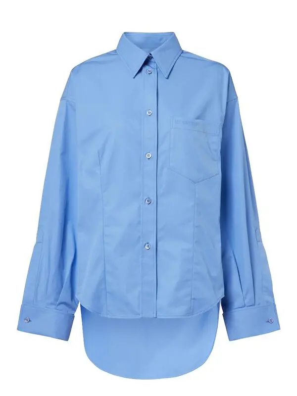 Balenciaga Asymmetric Cotton Poplin Shirt - Blue