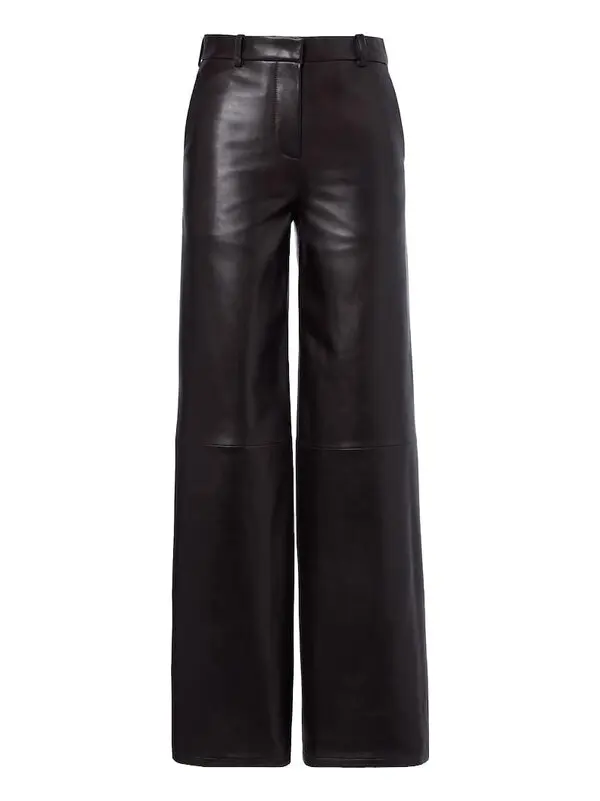Nour Hammour Coda Leather Wide-leg Pants - Brown