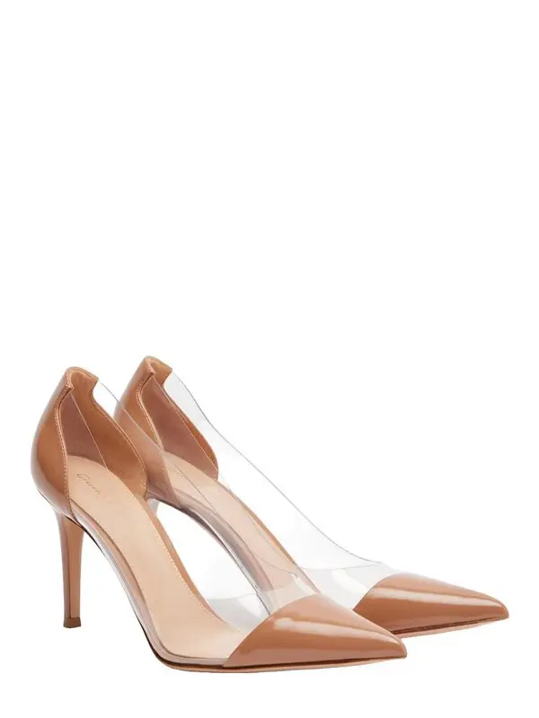 GIANVITO ROSSI Patent Leather And Pvc Pumps - Beige