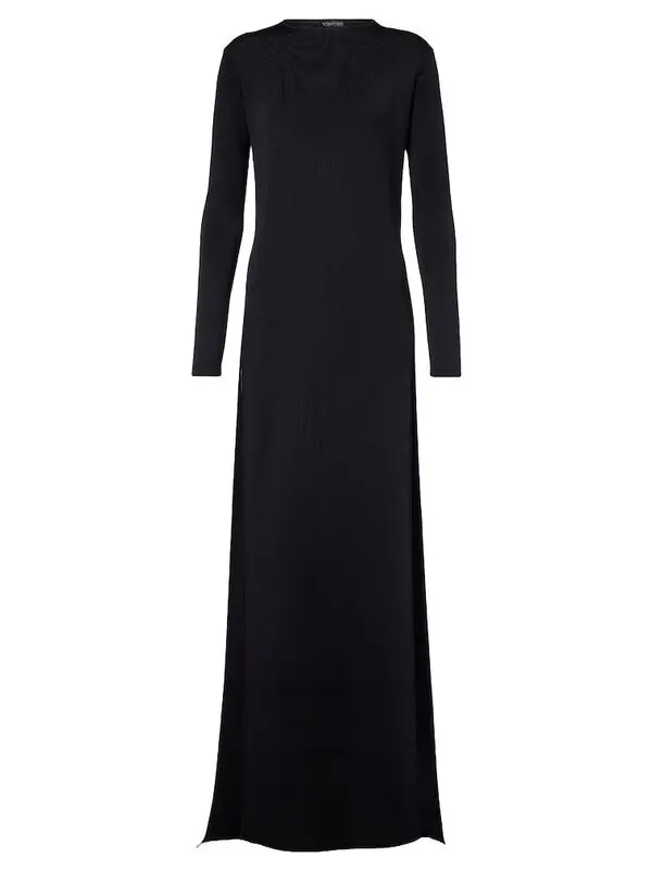 TOM FORD Knitted Gown With Side Slits - Black