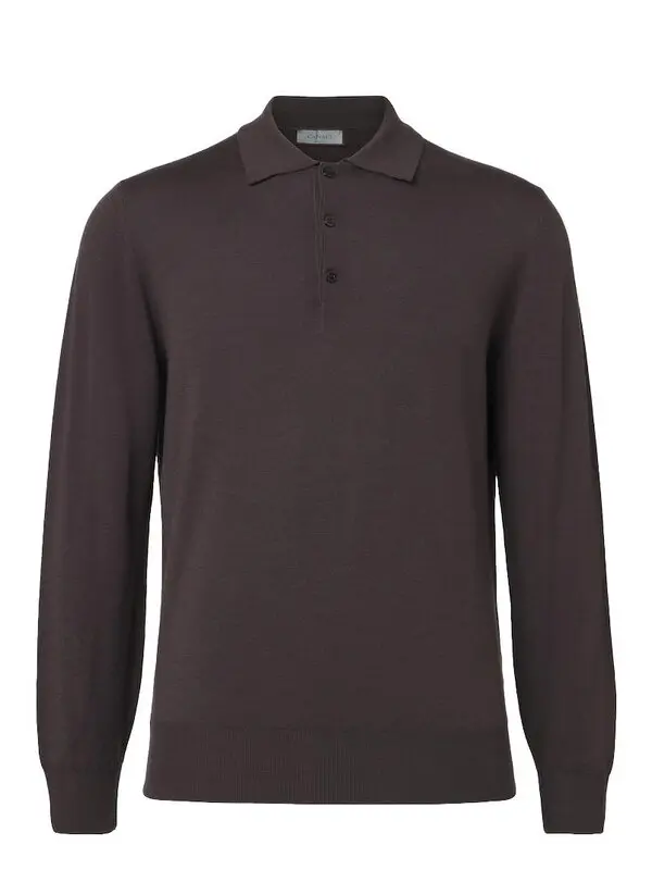 Canali Virgin Wool Polo Sweater - Brown