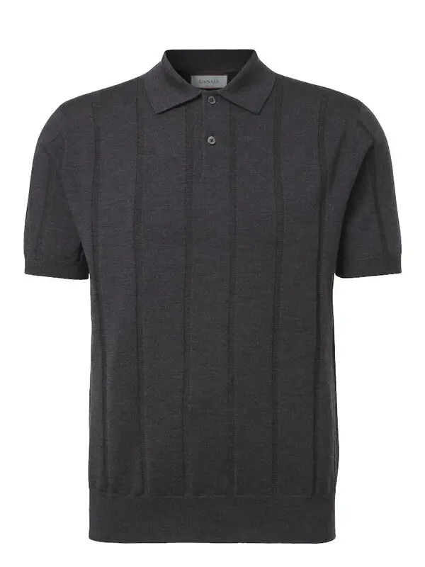 Canali Virgin Wool Polo Sweater - Grey