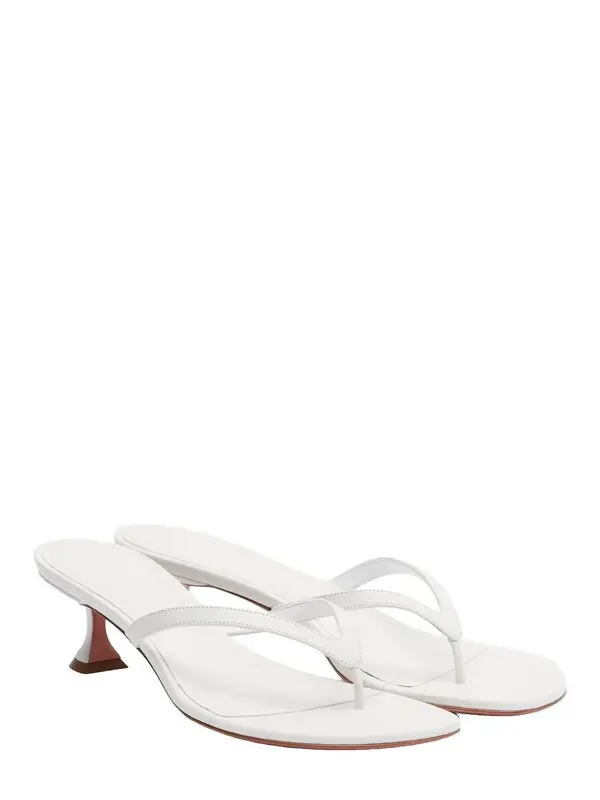 Amina Muaddi Juliette Leather Thong Sandals - White