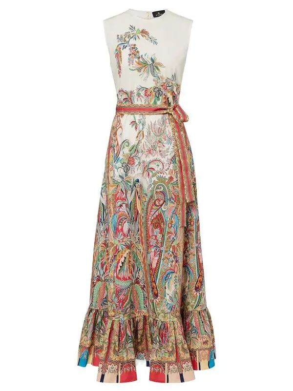 Etro Belted Printed Cotton Maxi Dress - Multicoloured