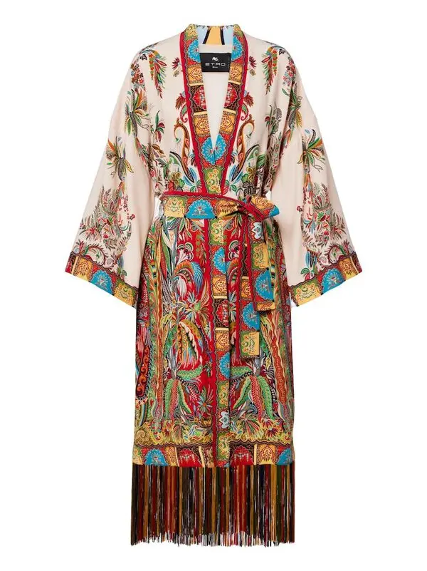 Etro Paisley Silk Kaftan - White