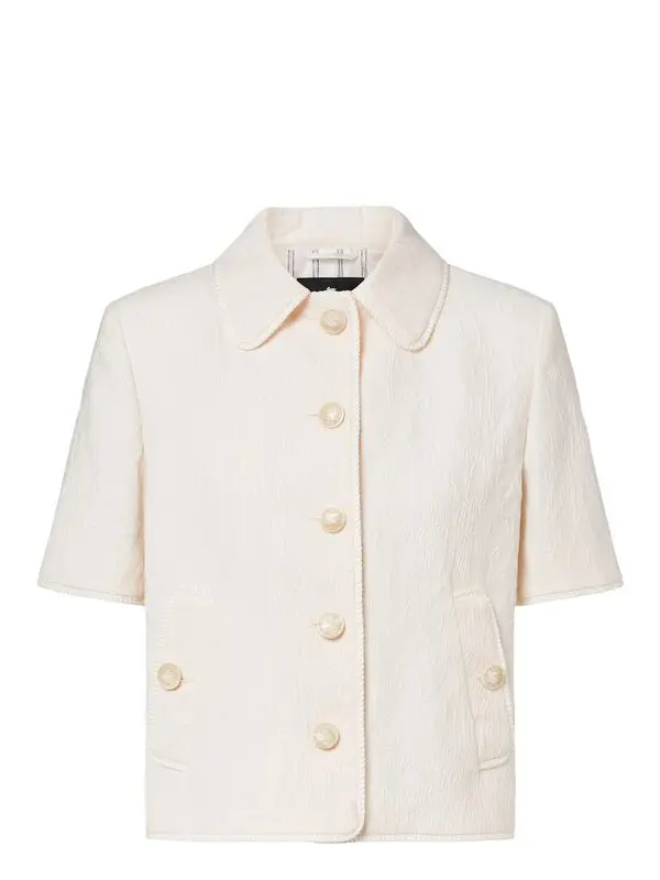 Etro Cotton-blend Jacquard Cropped Jacket - White