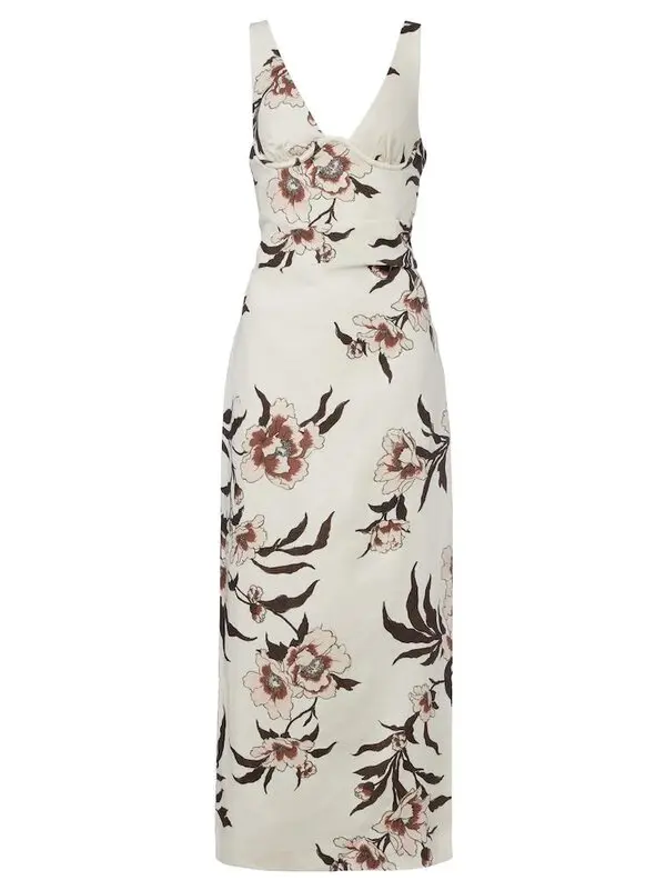 SIR. Floral Linen Maxi Dress - White