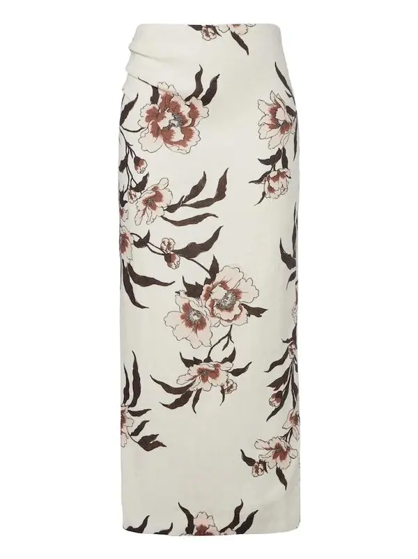SIR. Floral Linen Maxi Skirt - White