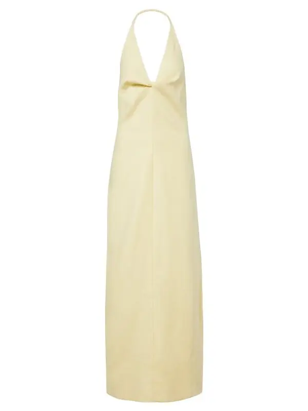SIR. Halterneck Linen Maxi Dress - Yellow