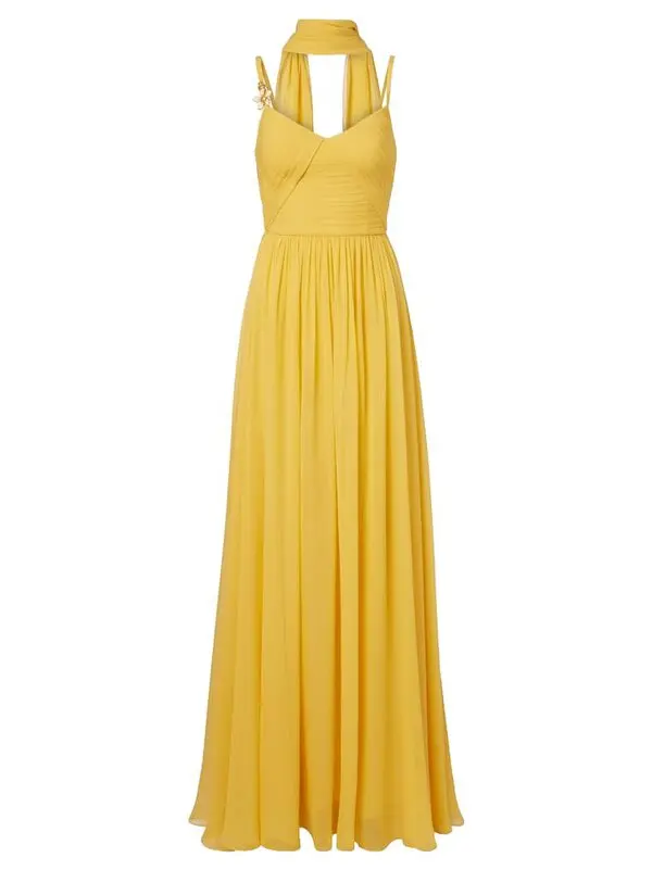 Elie Saab Embellished Silk Gown - Yellow