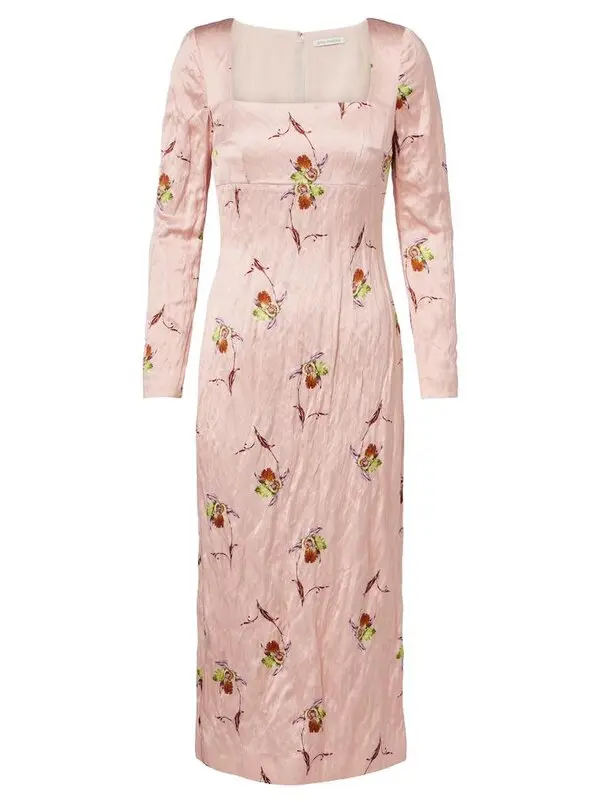 EMILIA WICKSTEAD Renne Floral Satin Midi Dress - Pink