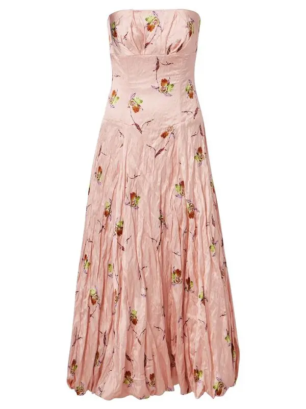 EMILIA WICKSTEAD Kaia Floral Satin Bustier Dress - Pink