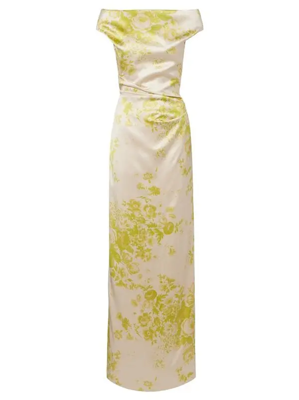 Erdem Floral Off-shoulder Duchess Satin Gown - White