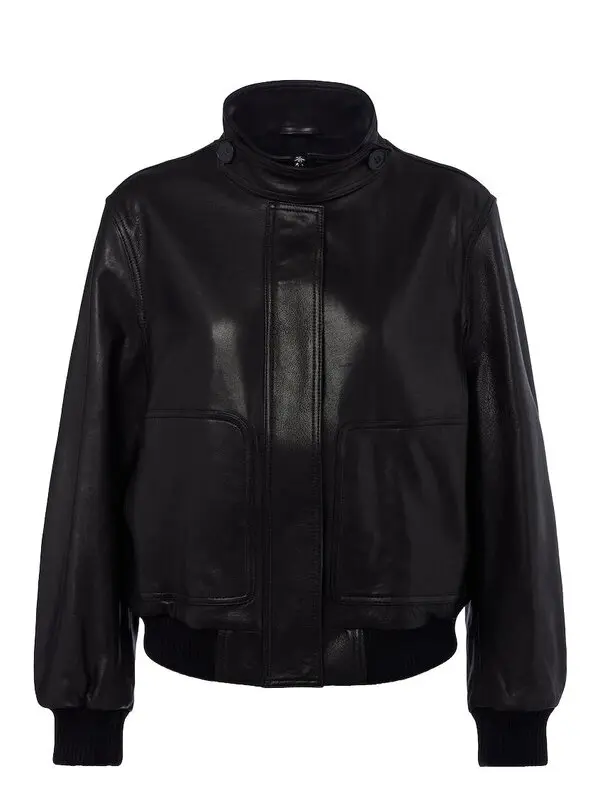Nour Hammour Rios Leather Bomber Jacket - Black