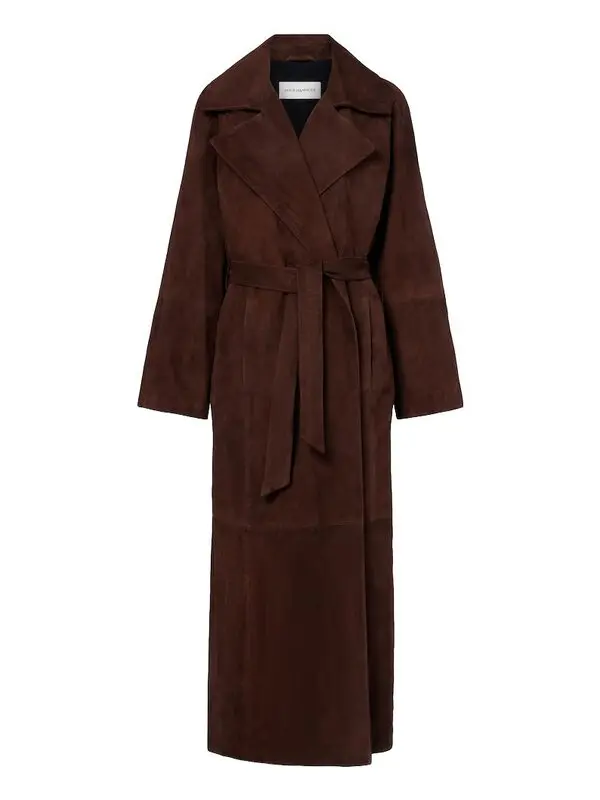 Nour Hammour Suede Wrap Coat - Brown