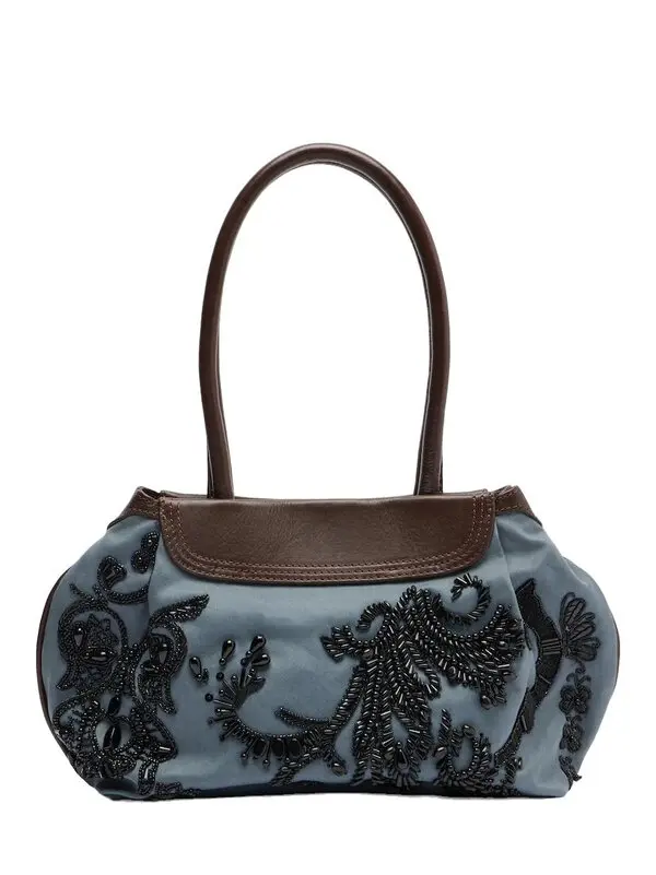 Dries Van Noten Embellished Twill Shoulder Bag - Blue