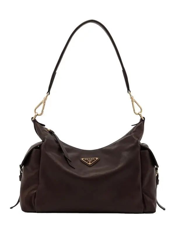 Prada Explore Large Leather Shoulder Bag - Brown