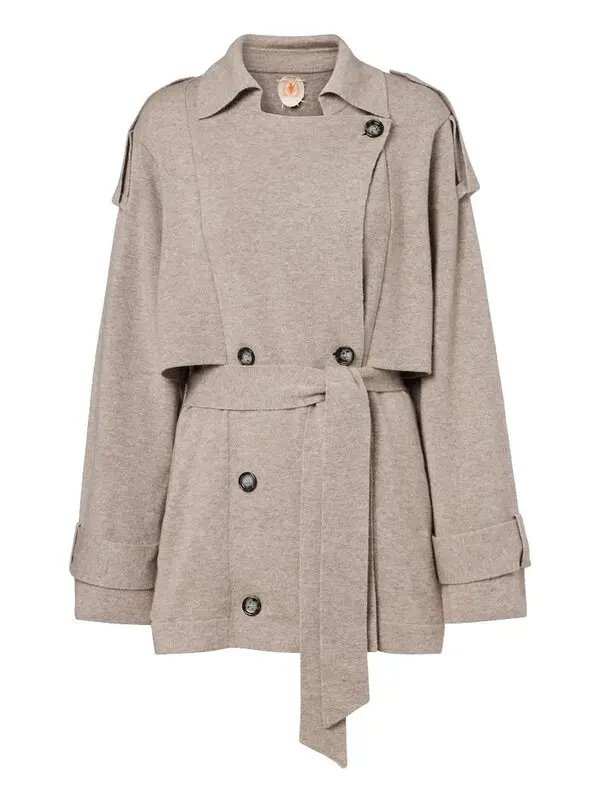 Jardin Des Orangers Cropped Wool And Cashmere Trench Coat - Grey
