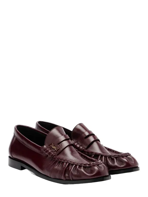 Saint Laurent Le Loafer Leather Penny Loafers - Burgundy
