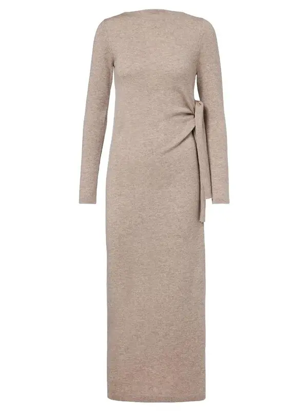 Jardin Des Orangers Gathered Wool And Cashmere Midi Dress - Grey